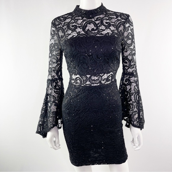 Jodi Kristopher | Dresses | Jodi Kristopher Womens Black Lace Sequin ...